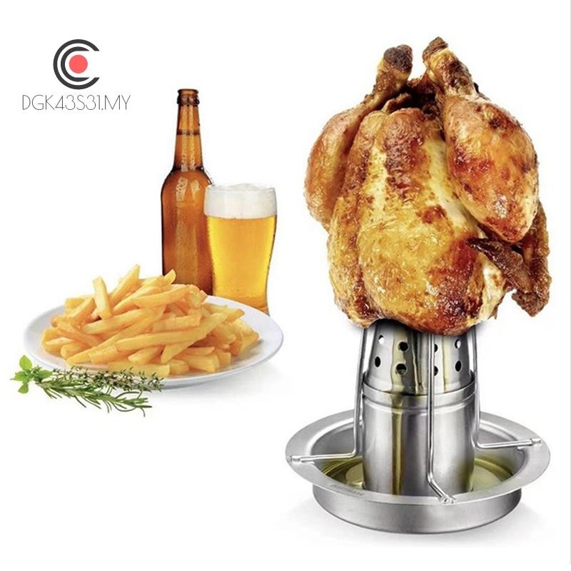 Chicken Roaster Stand Beer Can Vertical Chicken Holder with Drip Pan ...