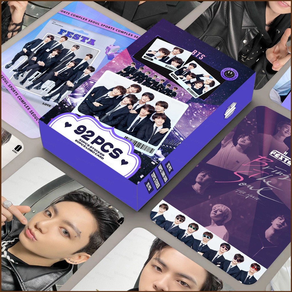 HTG 92PCS/Set BTS Jung Kook Laser LOMO Card Stickers Min Yoon Gi ...