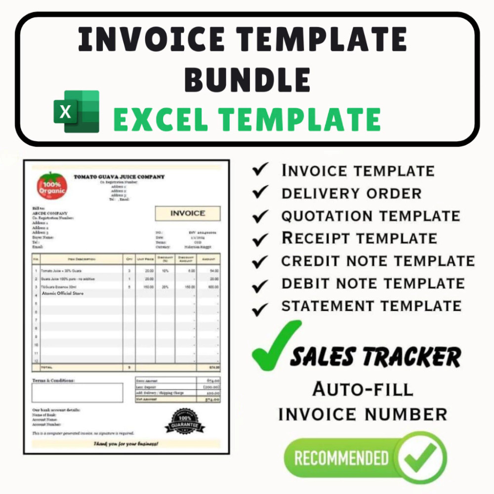 Invoice Template Bundle Excel Templates ( Quotation Template, DO ...