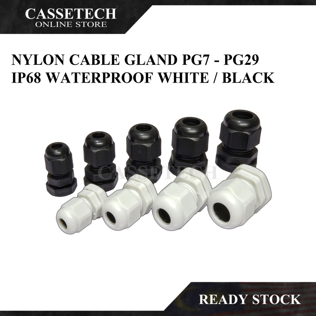 PG 7 - PG 29 NYLON CABLE GLAND WHITE & BLACK WATERPROOF WIRE CONNECTOR ...