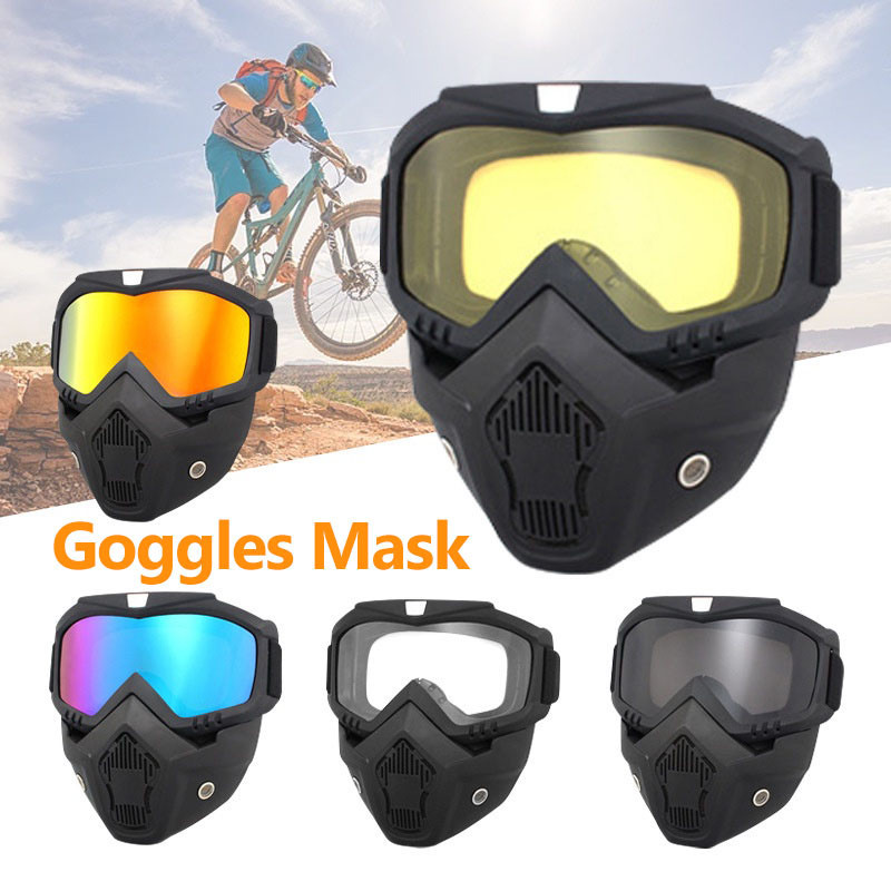 Motorcycle Goggles Removable Mask Removable Open Face Half Harley ...