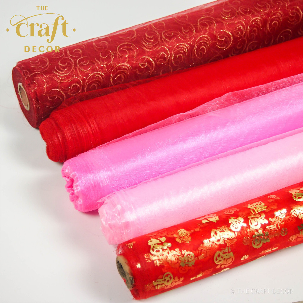 The Craft Decor Organza Roll | Kain Organza | CNY Gift Hamper Wrapping ...