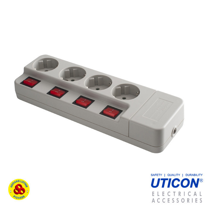 Uticon 4 Hole Grounded Socket + Separate Switch ST-1485 SN -LTA43 ...