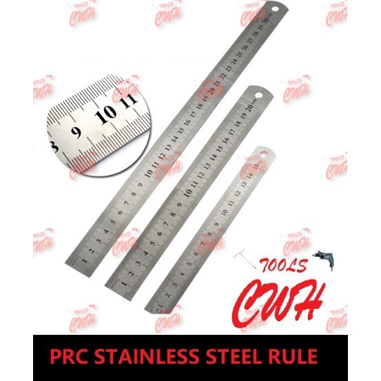 6" 12" 18" 24"PRC Steel Ruler Metric Rule Double-sided Measuring Rulers ...