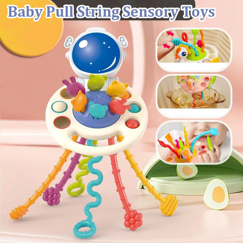 4 Styles Baby Finger Toy Baby Pull String Sensory Toys Rattle Hanging ...