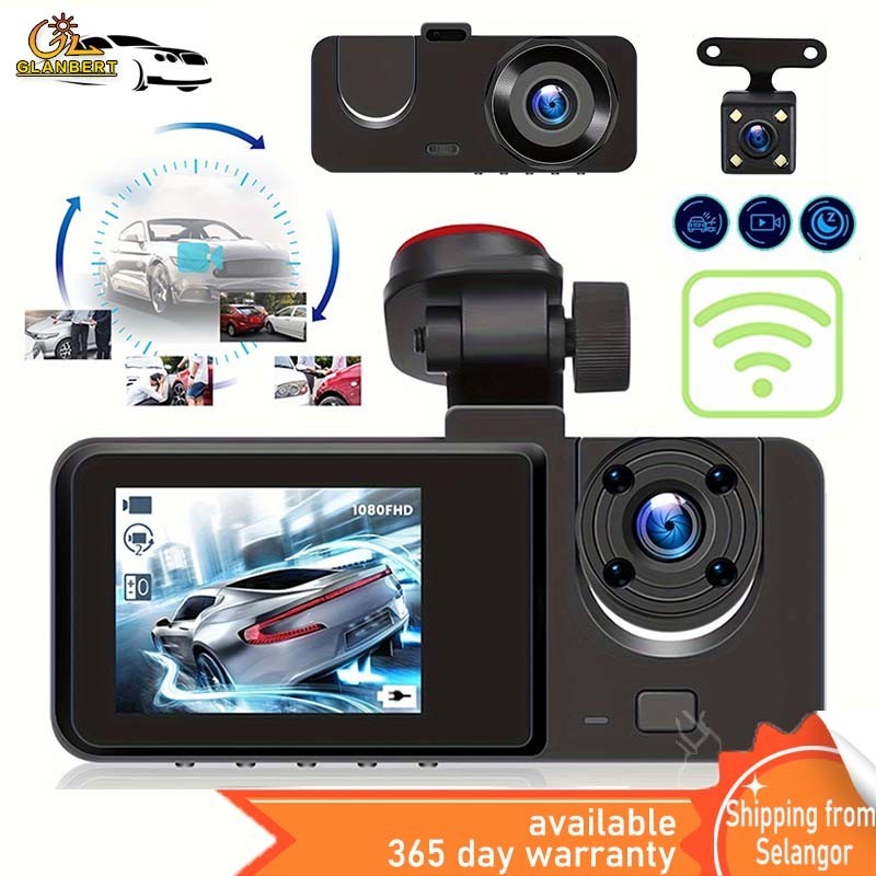 【WIFI VERSION】Roadcam 3 Channels Car Recorder Dash Cam 1080P Camera ...