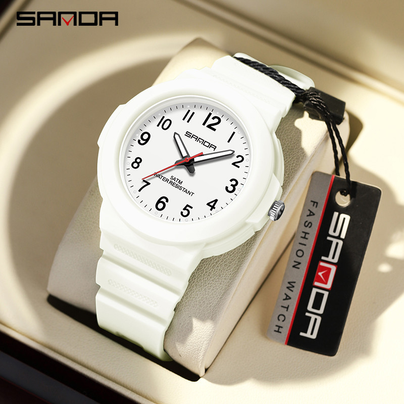 SANDA Large Dial Youth Student Electronic Luminous Waterproof Quartz ...