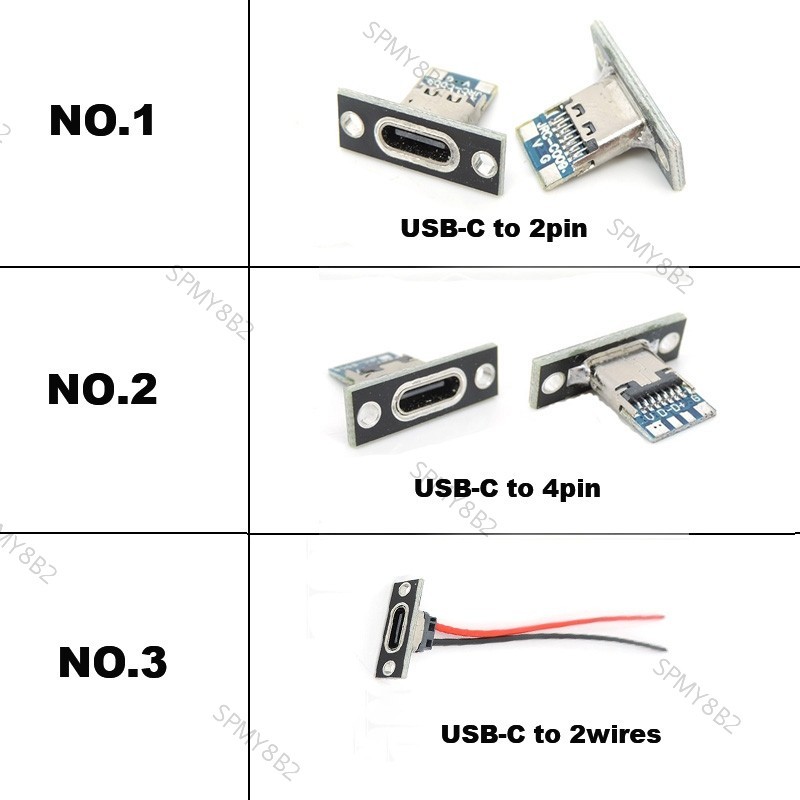 TYPE-C female charging Jack 2 solder joint USB-C Micro belt line cable ...
