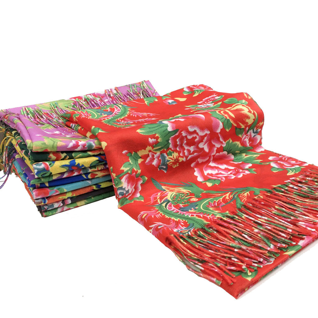 Hot-selling Chinese Style Big Flower Scarf TEMU Xiyin Shopee Scarf ...