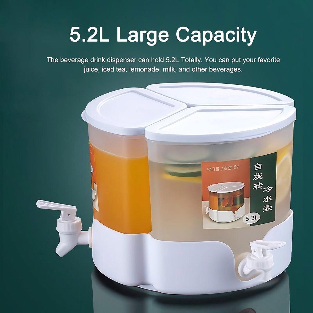 Water Dispenser 5.2L 360° Rotating Cold Water Tap Storage Fridge ...