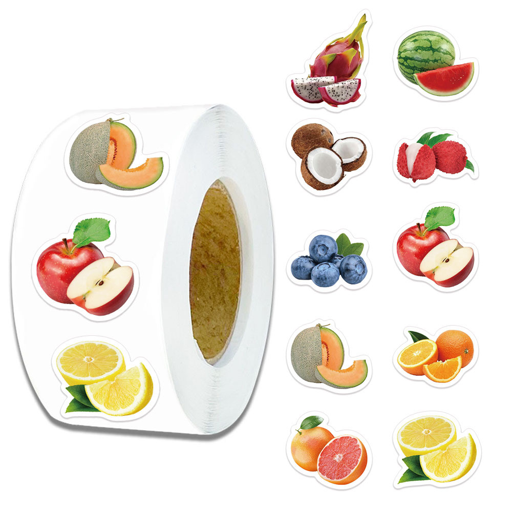 500 pcs 10 images Fruits Stickers Roll/Stickers Tape (2) | Shopee Malaysia