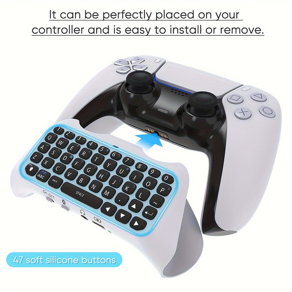 Wireless Controller Keyboard for PS5, BT 3.0 Mini Portable Gamepad with ...