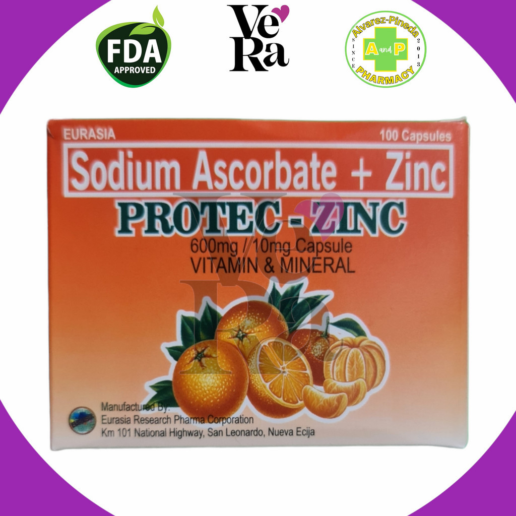 PROTEC ZINC Sodium Ascorbate (Vit C Ascorbic Acid) with Zinc Non Acidic ...