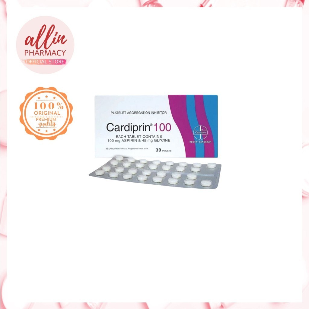 Cardiprin 100 (Asprin 100mg & Glycine 45mg) 30 Tablets [1 STRIP] (EXP ...
