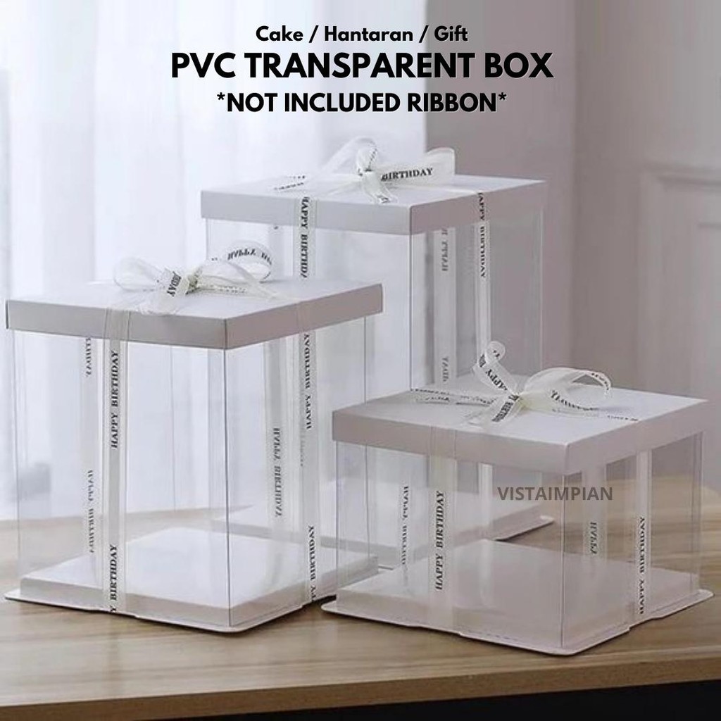 Transparent Box Hantaran 8/10/12inch 1-5 Tier Extra Thick Kotak ...
