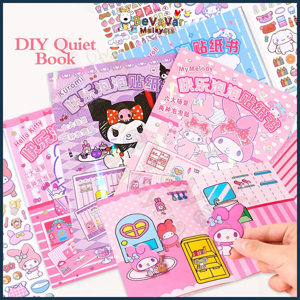 Bevavar Children Bubble Sticker Book Creative DIY Kuromi Melody Sticker ...