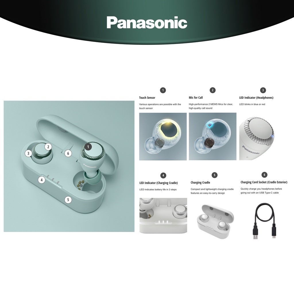 Panasonic True Wireless Earbuds Compact RZ-S300W RZ-S300 | Shopee Malaysia