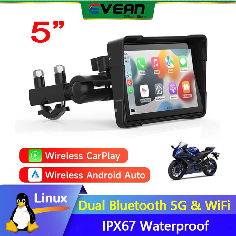 Evean 5 Inch Portable Motorcycle GPS Navigation Waterproof Carplay ...