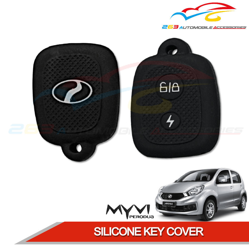PERODUA MYVI ICON 2012-2017 SILICONE KEY COVER KEY CASE 2 BUTTON (BLACK ...