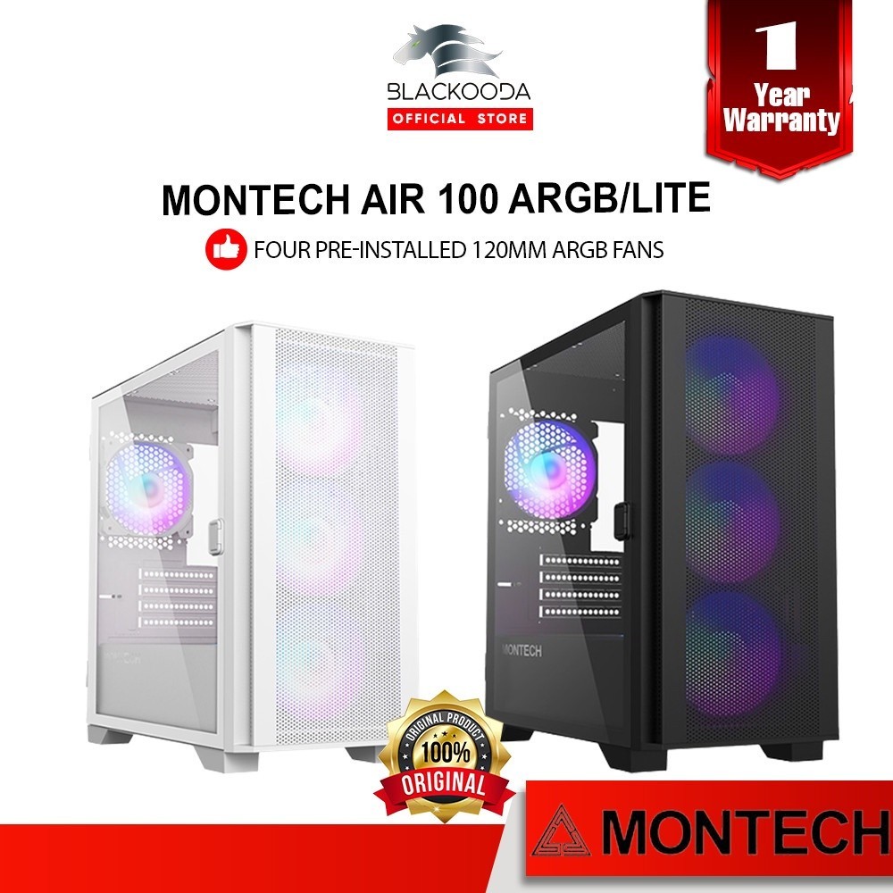 Montech AIR 100 ARGB/ AIR 100 LITE mATX Casing | BLACK /WHITE | 4*12CM ...