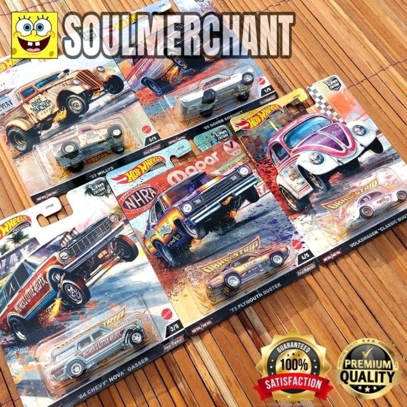 Hot Wheels Premium Drag Strip Set 5 Willys Dodge Chevy Nova Gasper ...