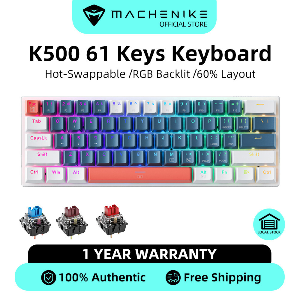 Machenike K500 B61 mechanical keyboard 60% 61 key wired keyboard Hot ...