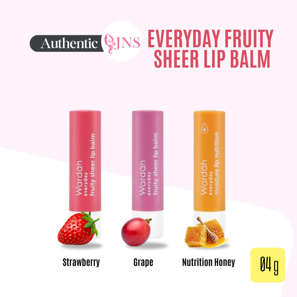 Wardah Everyday Fruity Sheer Lip Balm /Lip Nutrition/Lip Moisturizer Strawberry/Grape/Honey (4g ...
