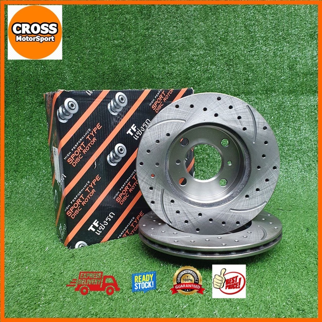 ORIGINAL TF SLOTTED & DRILLED DISC ROTOR (FRT) FOR PROTON WIRA & SATRIA ...