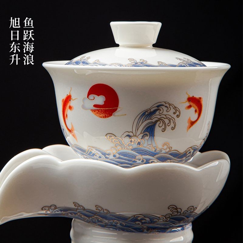 Suet Jade Ceramic Tea Maker Automatic Tea Set Lazy Tea Maker Kung Fu ...