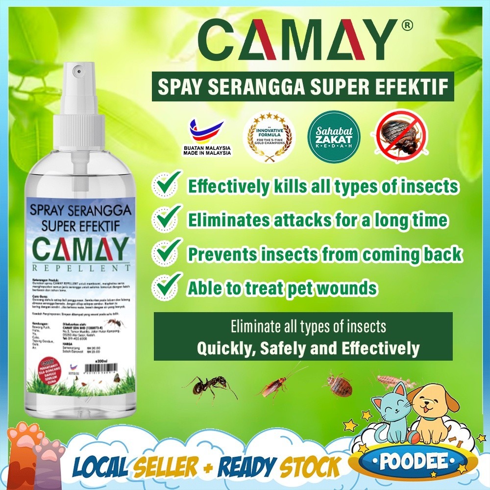 ALPHAPETS Camay Spray Repellent Semut Lipas Pepijat Lalat Pijat ...
