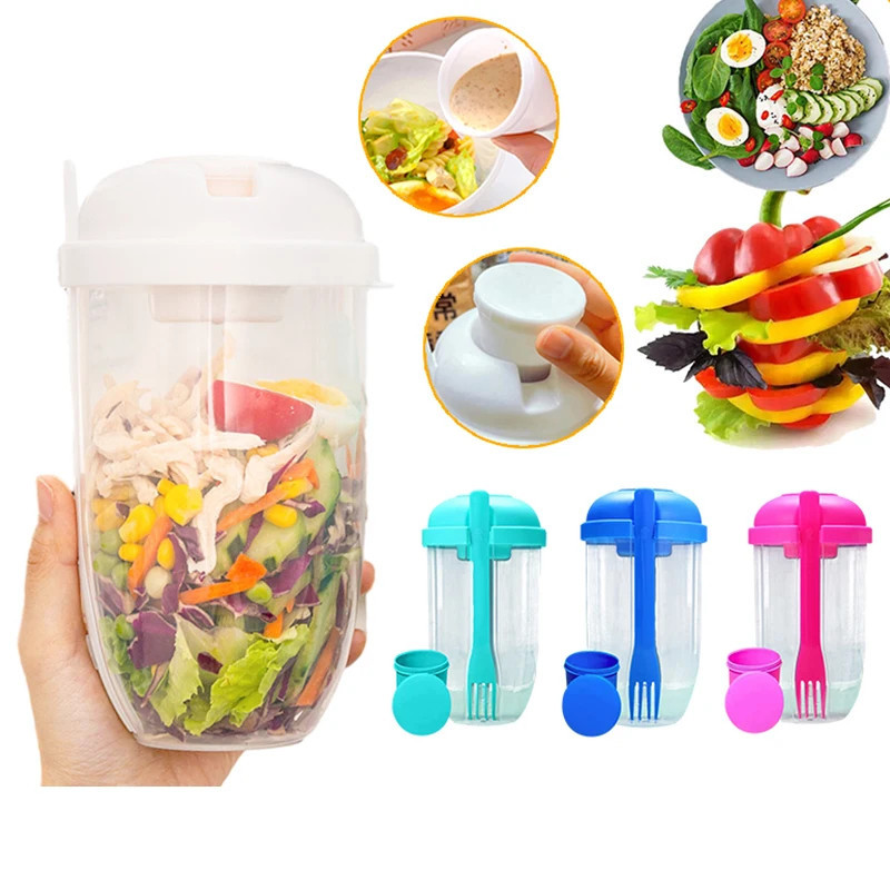 1L Portable Breakfast Cups Cereal Nut Yogurt Salad Cup Container Set ...