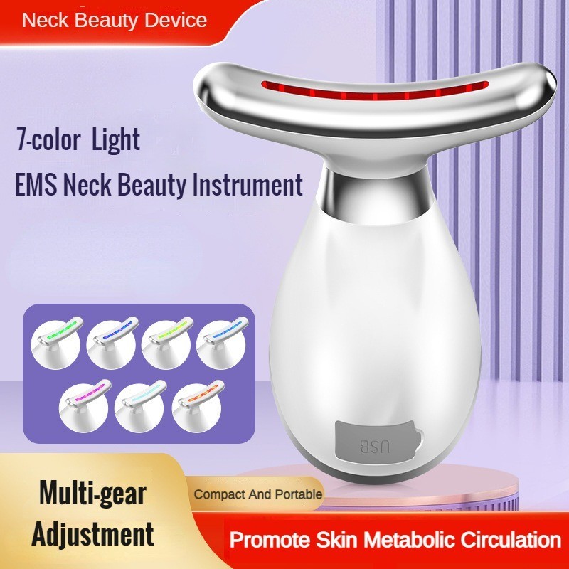7 Color Light EMS Neck Beauty Instrument Vibration Massage Neck Pattern ...