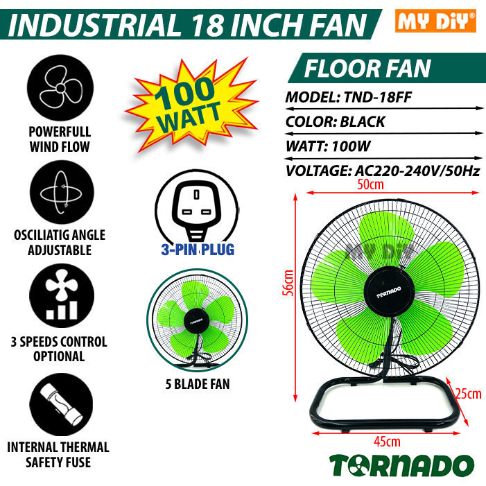 DIY Online4u - TORNADO INDUSTRIAL 18" WALL FAN / 18" STAND FAN / 18 ...