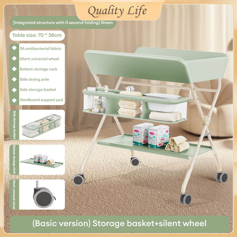 Foldable with Wheel Diapers Table Newborn Diaper Changing Table ...