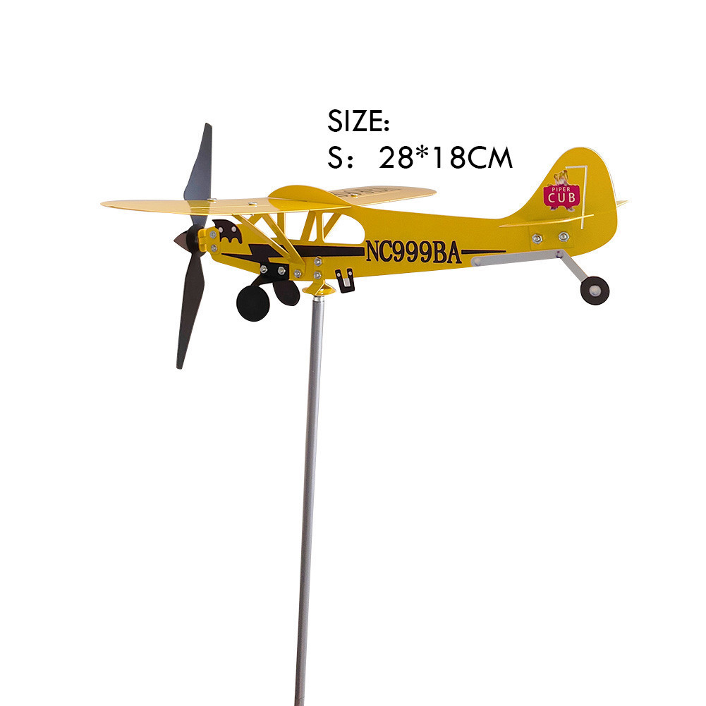 3D Plane Wind Spinner Metal Airplane Weather Vane Outdoor Wind ...