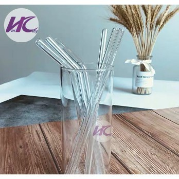 (HC) Transparent Glass Straw Clear EcoFriendly Straight Pyrex Drinking ...