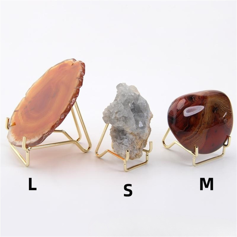 3 Sizes Rock Display Stand Gold Silver Metal Easel Stands Crystals ...