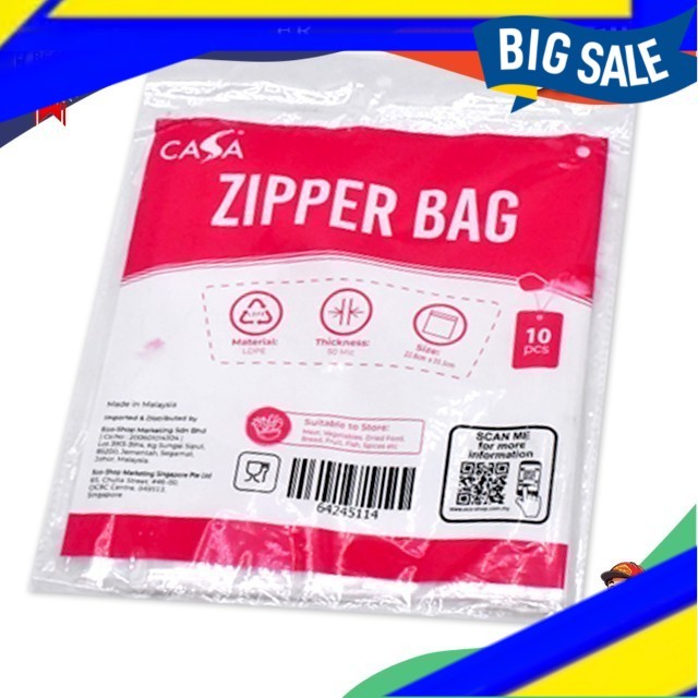 Plastik Zip, Plastic Bag with Sealable Zipper Zip Lock (L) | Shopee ...