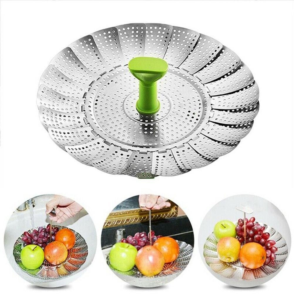 Stainless Steel Folding Steamer Steam Vegetable Basket Tray Cook Mesh ...