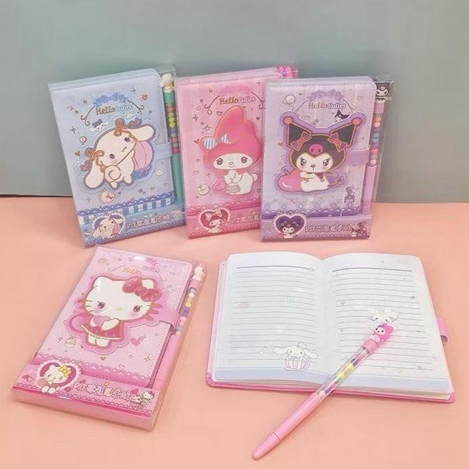 Sanrio Diary Book Cartoon Notebook Pen Gift Set Students Cute Notepad ...