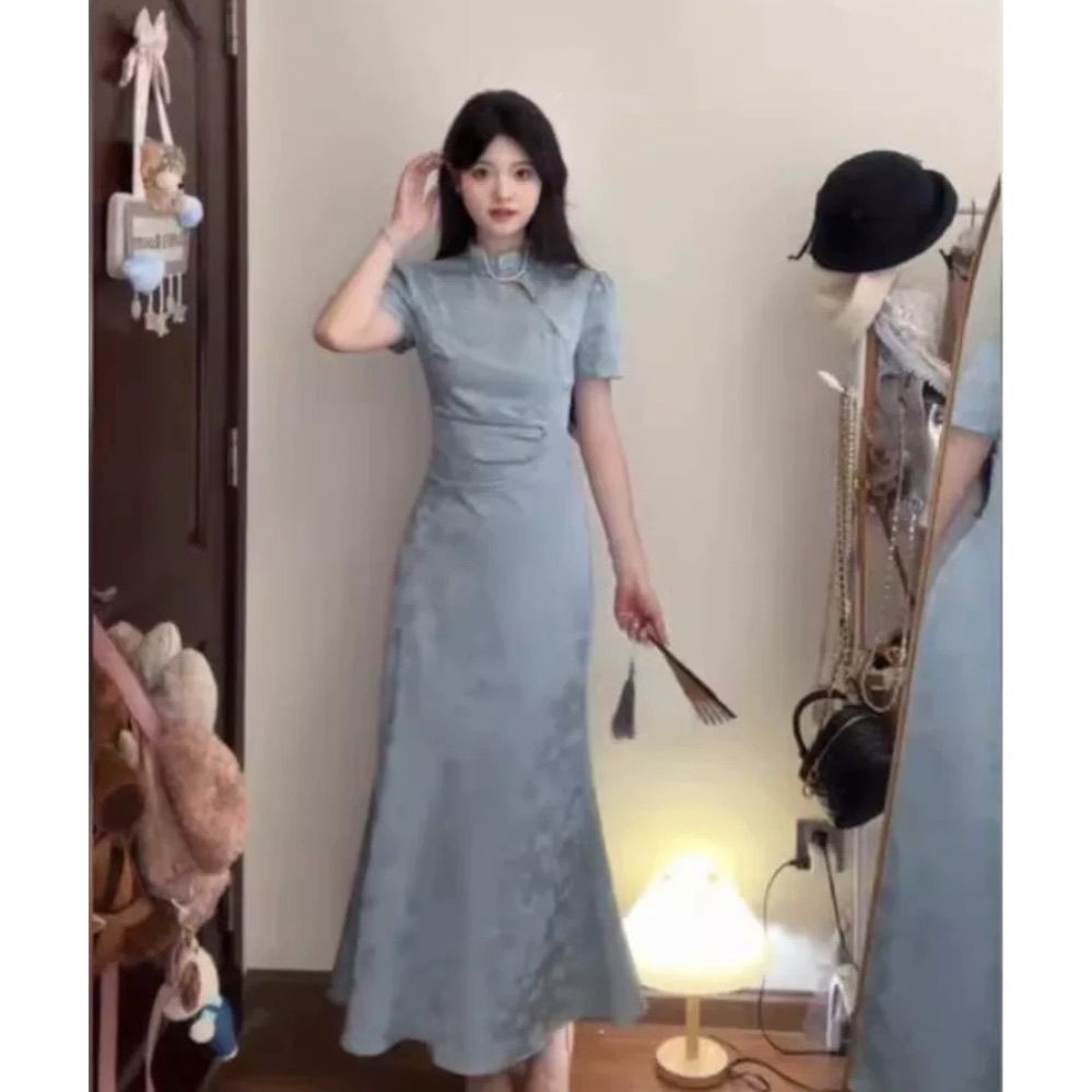 Extra Large Size 150kg Fat mm Super Fairy Improved Cheongsam Fishtail ...