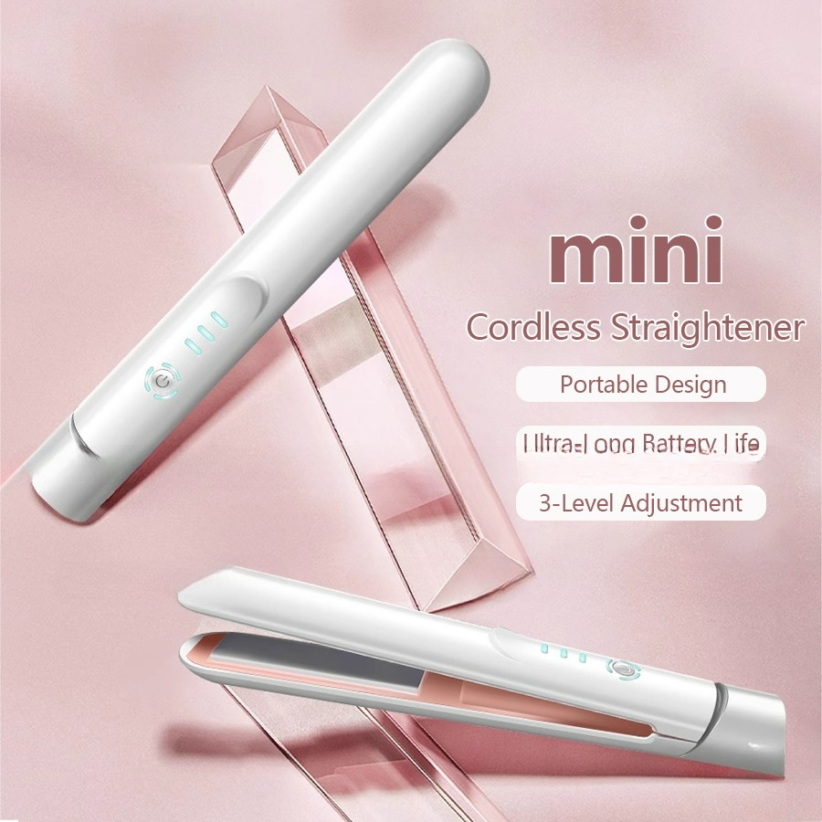 Cordless Hair Straightener 2 in 1 Wireless Hair Straightener Hair Curler Mini Portable Design ...