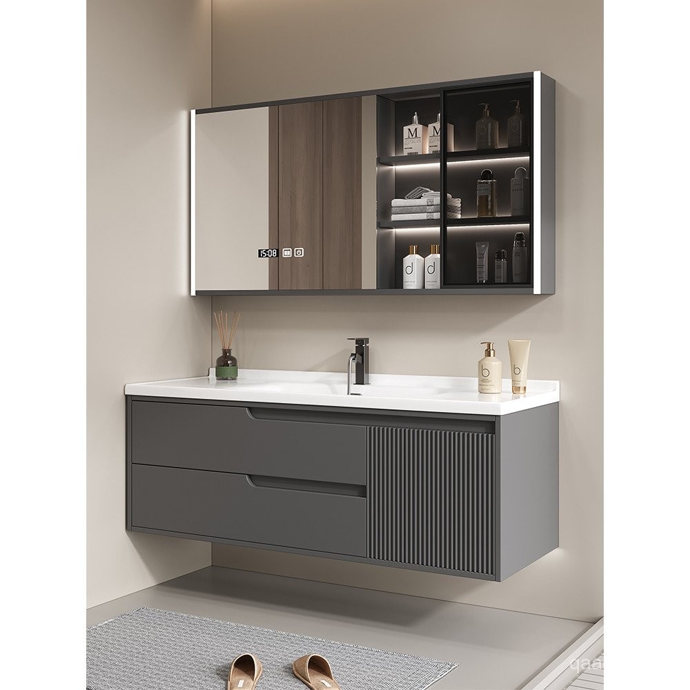 Light Luxury Oak Paint Door Panel Bathroom Cabinet Combination Modern ...