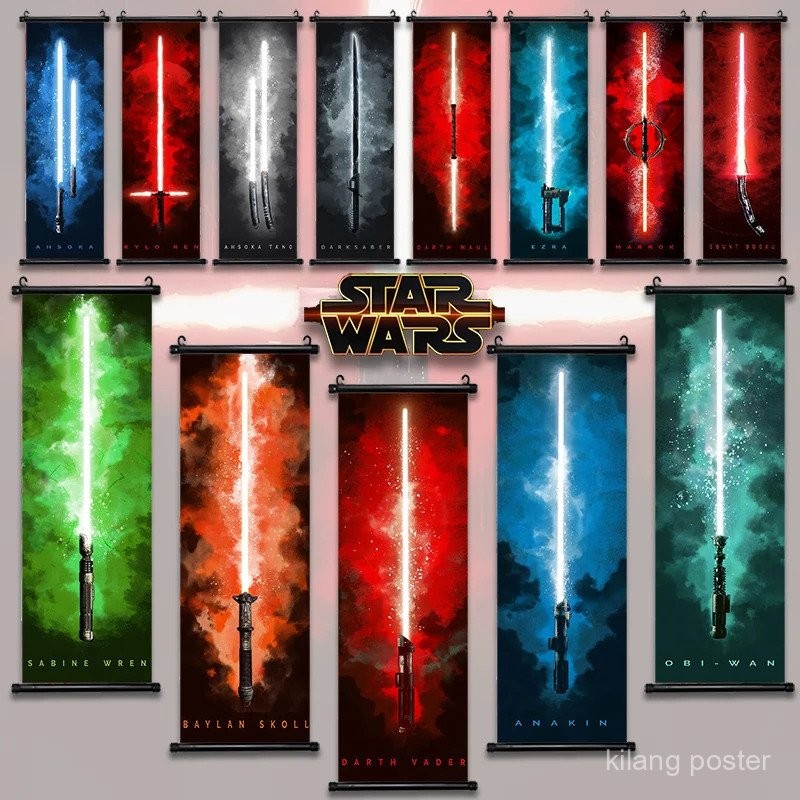 Disney Star Wars Poster Lightsabers Wallpaper Artwork Canvas Painting ...