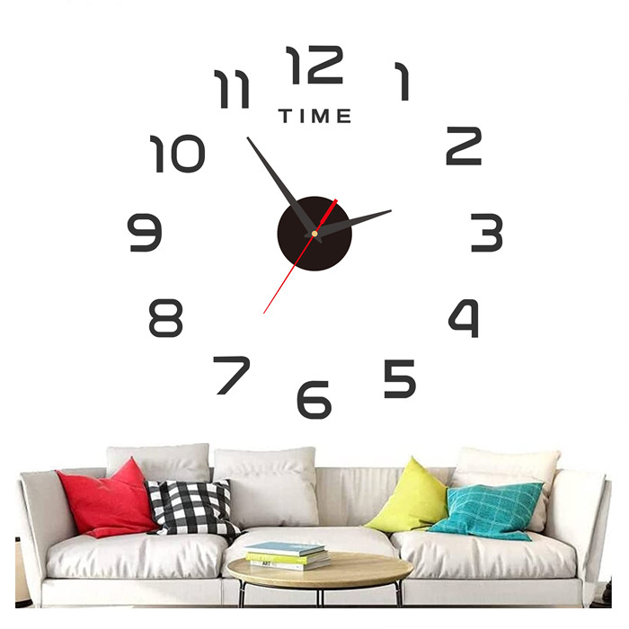 Home Decor 3D DIY Large Wall Clock /DIY Acrylic Wall Mirror Clock ...