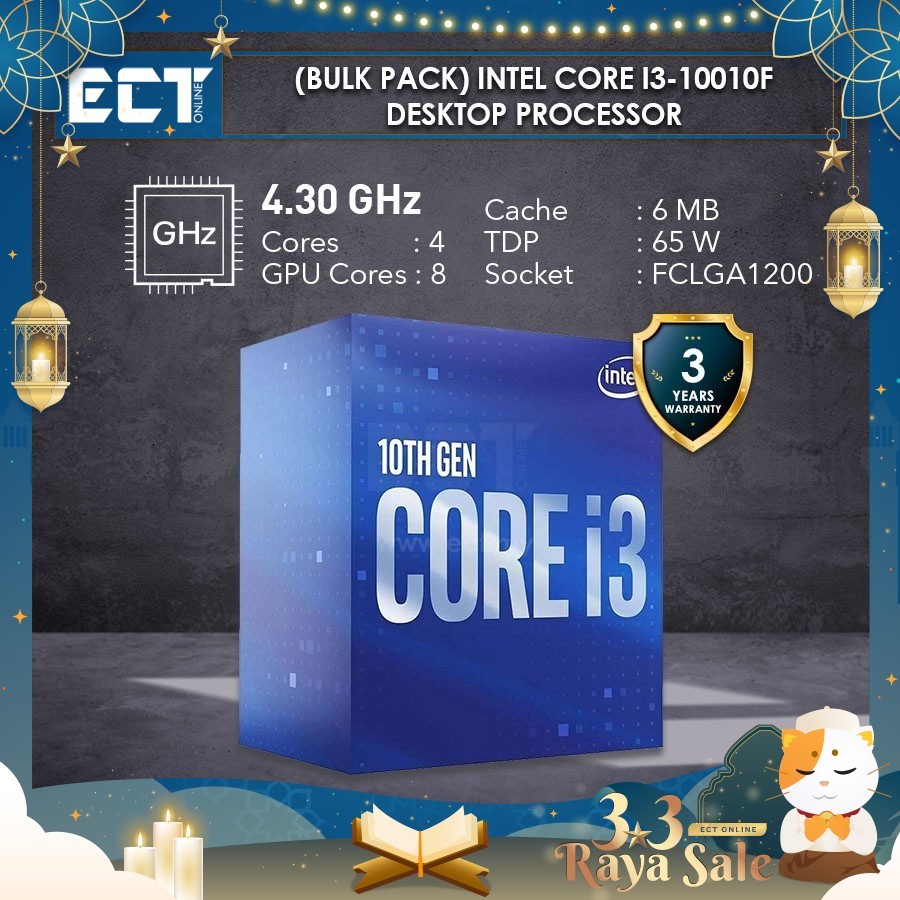 🔥(Bulk Pack) Intel Core i3-10100F/i3-10100/i3-10105F/i3-10105/i5-10400F/i5-10400/i5-10500/i7 ...