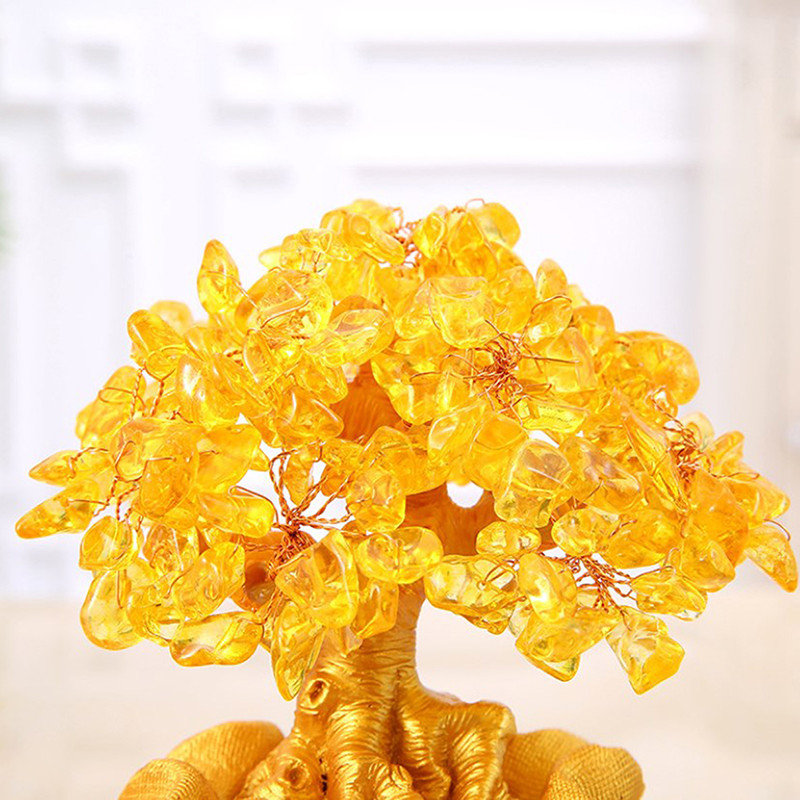 [ndr] Lucky Tree Wealth Yellow Crystal Tree Natural Money Tree ...