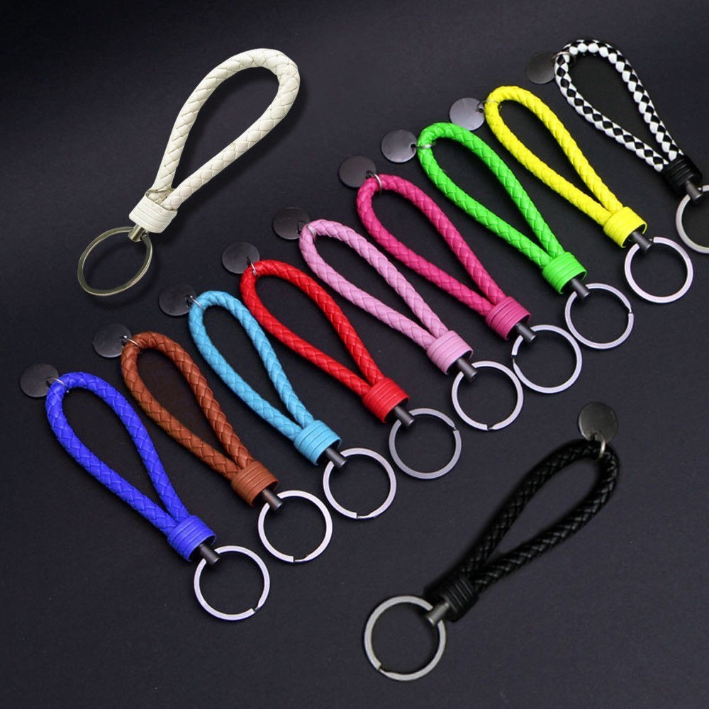 Car Key chain With Key Ring Vehicle Rotating Leather Rope Hand Woven ...