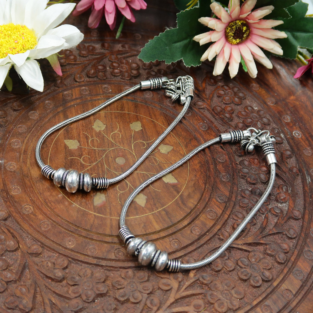 Oxidized Silver Anklet | German Silver | Black Metal Finish Anklets ...