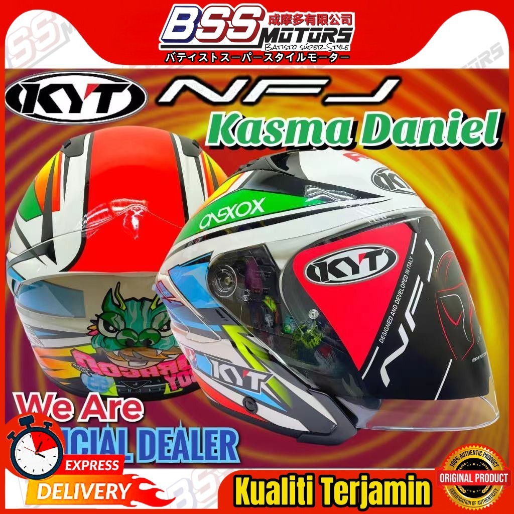 KYT NFJ Helmet Kasma Daniel X Series 100% ORIGINAL Double Visor NF-JET Open Face Helmet Topi ...